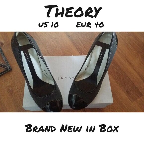 Theory | Shoes | Theory Black Canvas Pump Heels Size Us40 Eu New In Box ...
